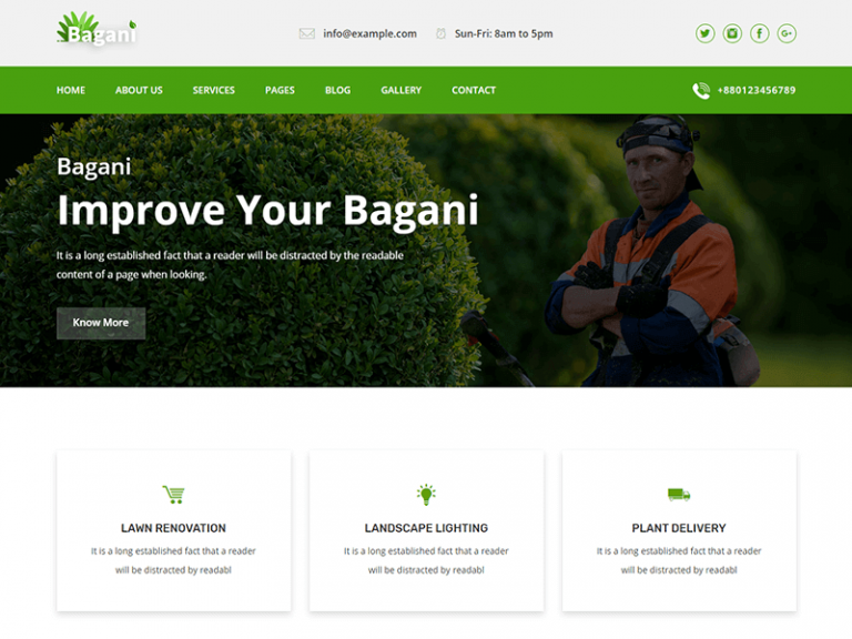 Bagani – Gardening and Landscaping Bootstrap4 Template - Bootstrap ...
