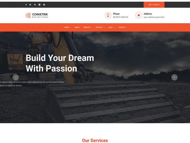 Constrk - Construction HTML Template - Bootstrap Templates