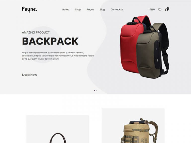 Payne - Backpack eCommerce HTML Template - Bootstrap Templates